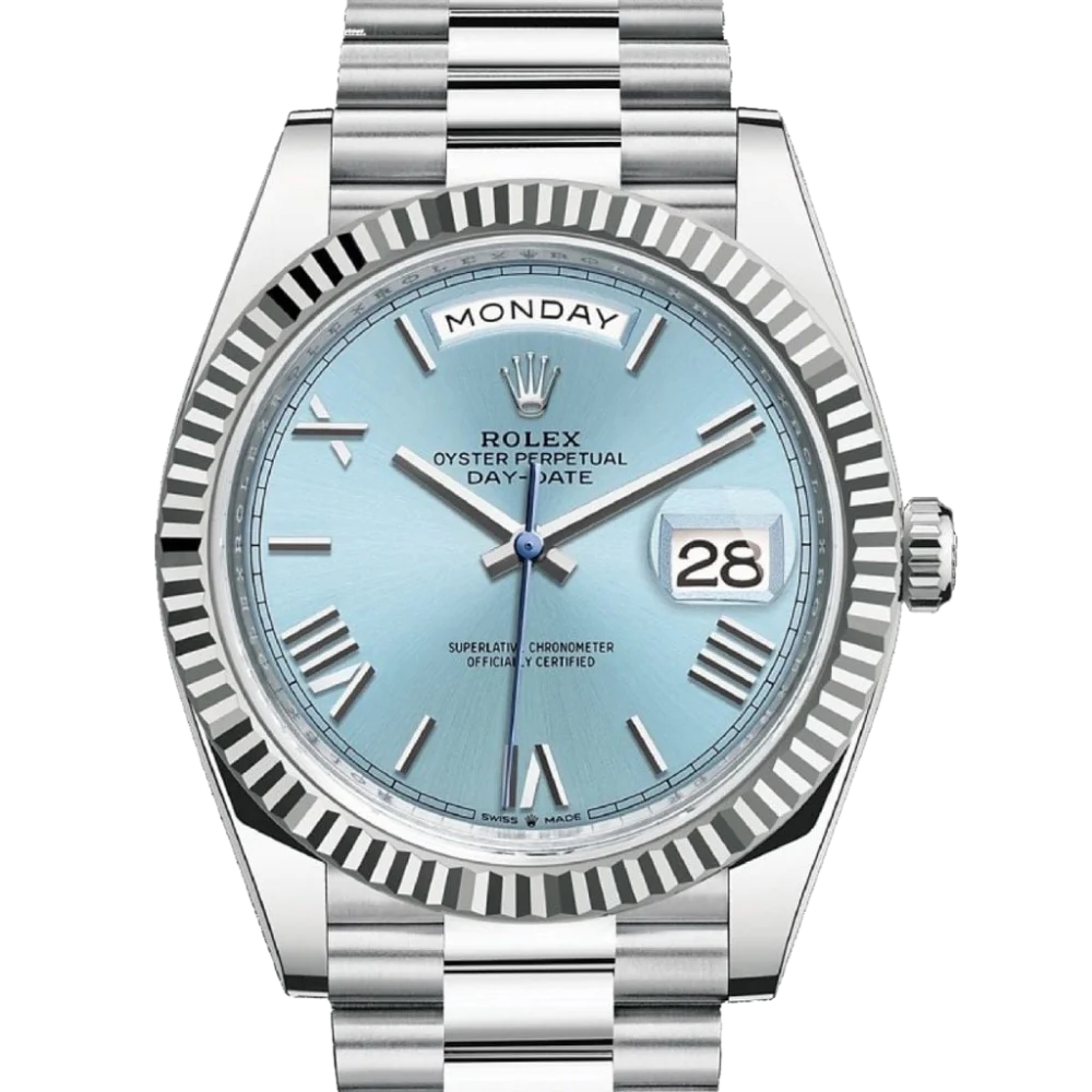 Rolex President Day-Date 40mm Ice Blue Dial Platinum Mens Watch 228236 ...