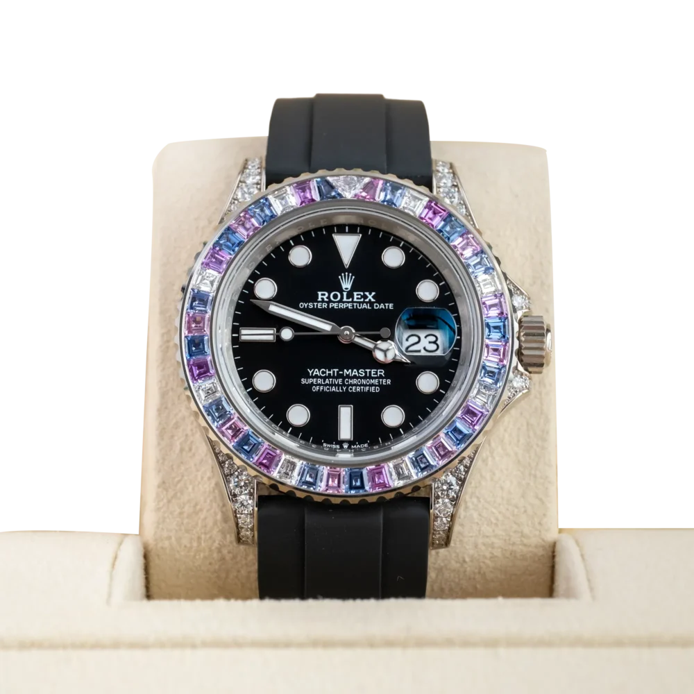 Rolex Yacht-Master Cotton Candy 40mm White Gold Black Dial Oysterflex ...